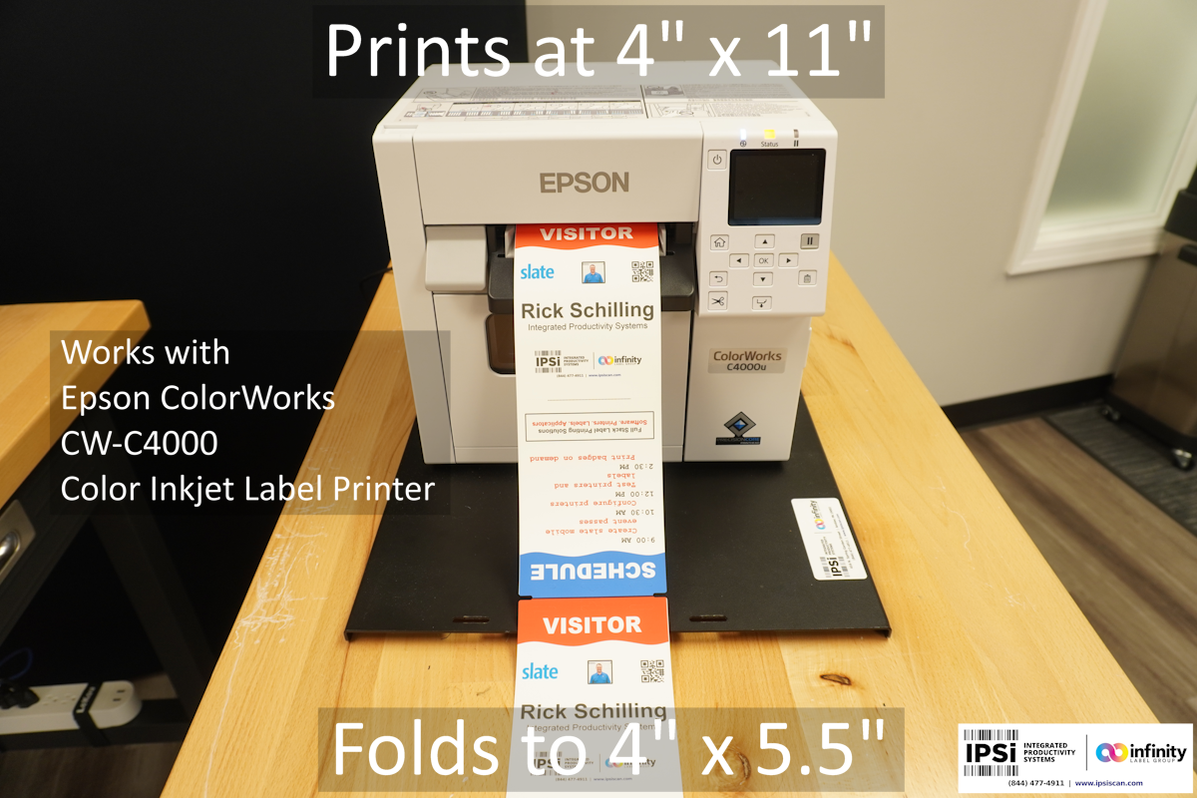 4" x 11" Slate Event Badge Matte Poly Tag Stock Blank Inkjet Fanfold T ...