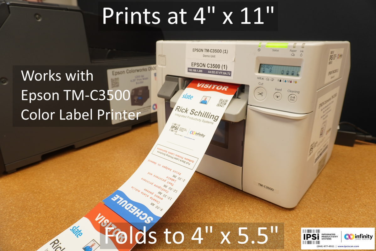 4" x 11" Slate Event Badge Matte Poly Tag Stock Blank Inkjet Fanfold T ...