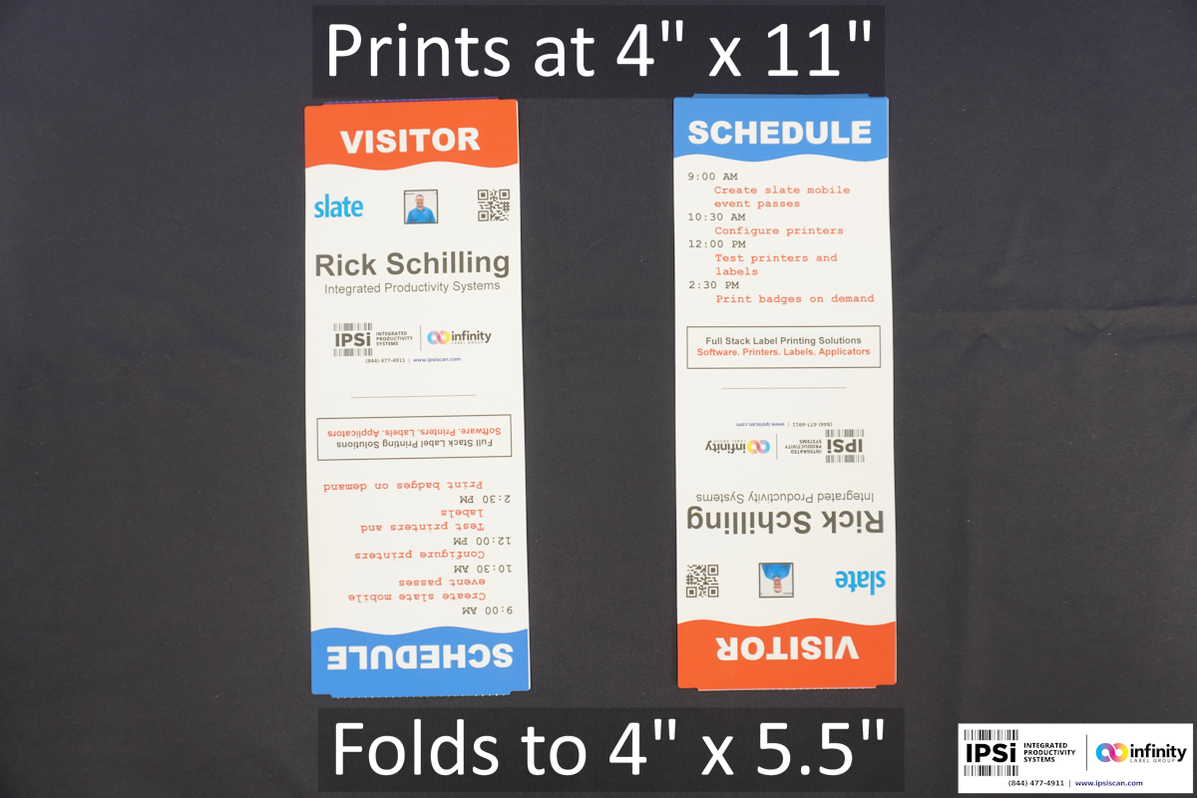 4" x 11" Slate Event Badge Matte Poly Tag Stock Blank Inkjet Fanfold T ...